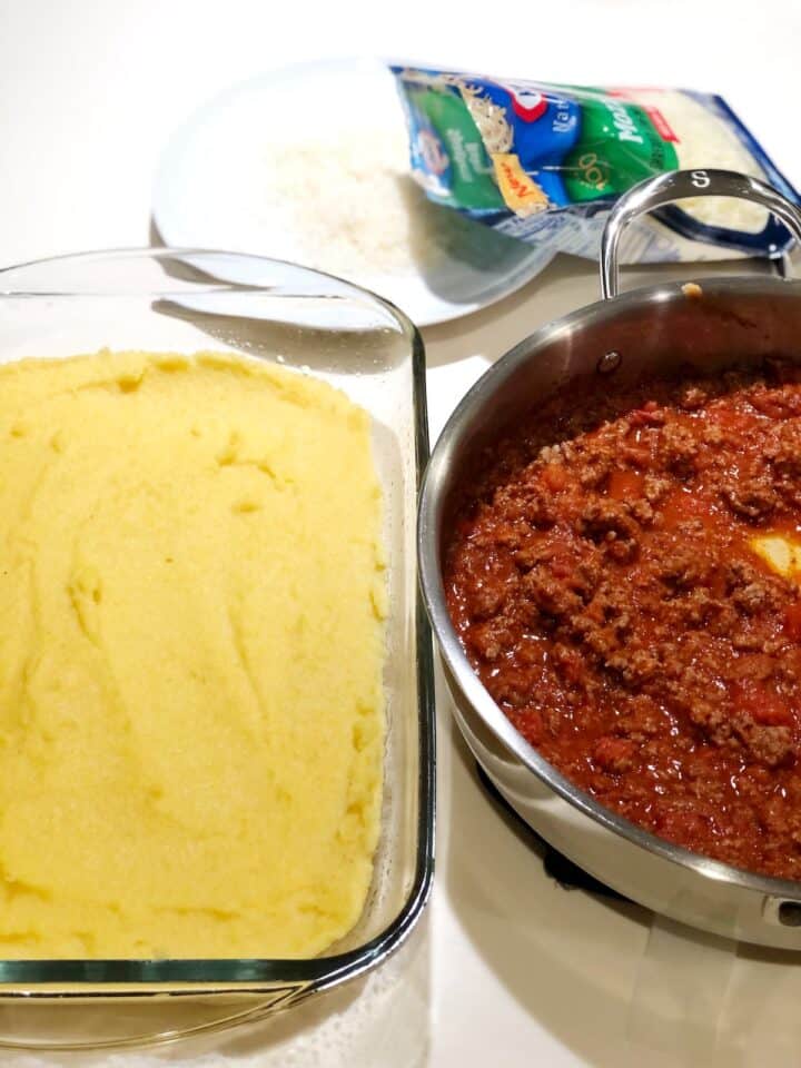 Italian Baked Polenta With Meat Sauce - Keeping It Simple Italian