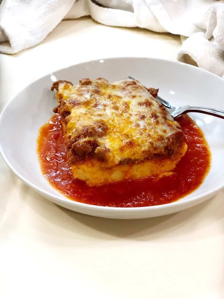 Italian Baked Polenta With Meat Sauce - Keeping It Simple Italian