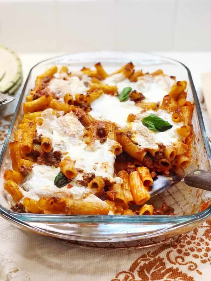Rigatoni al Forno With Meat Sauce - Keeping It Simple Italian