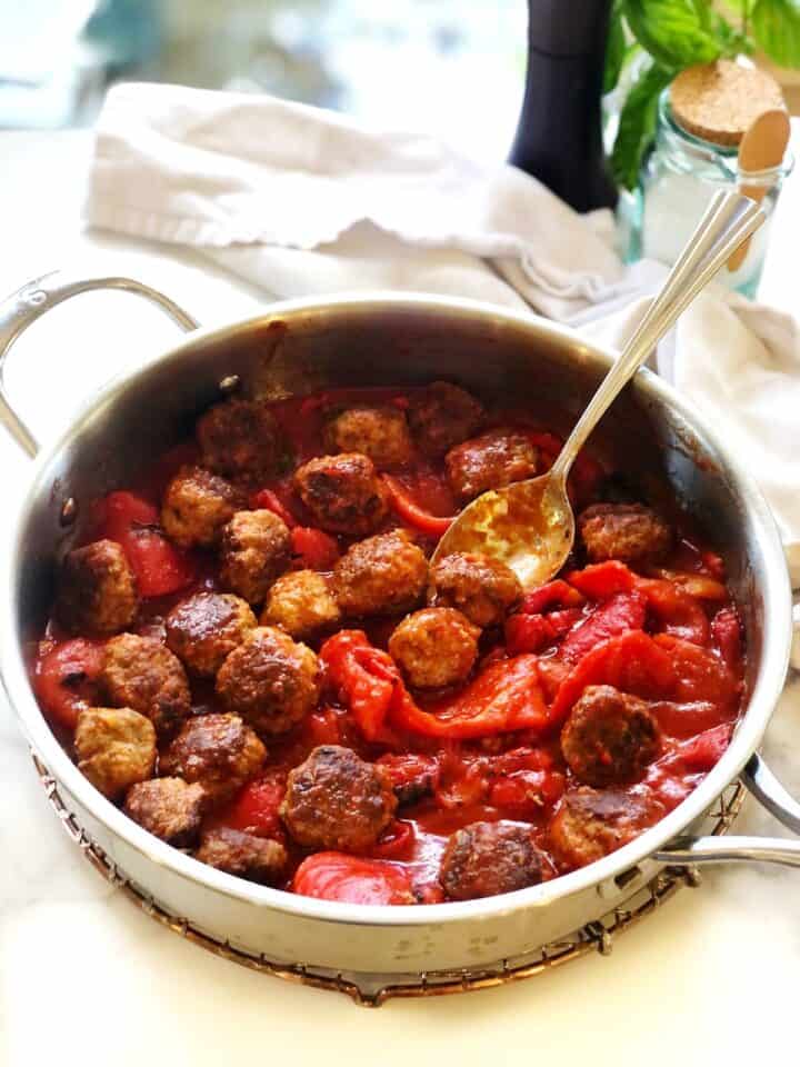 Mini Meatballs With Roasted Peppers And Tomato Sauce - Keeping It ...